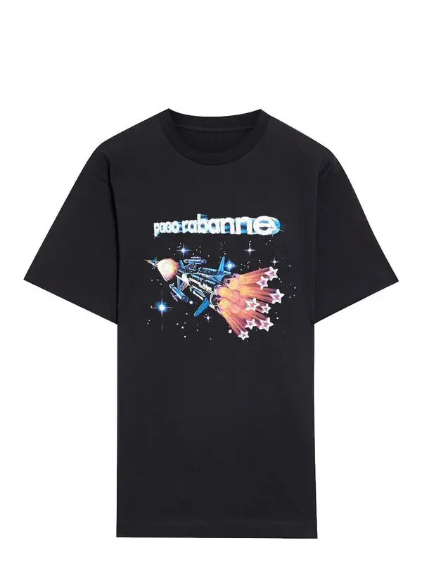 Rabanne Printed Cotton-jersey T-shirt - Black