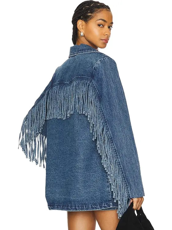Show Me Your Mumu Sierra Fringe Denim Jacket - Blue Indigo