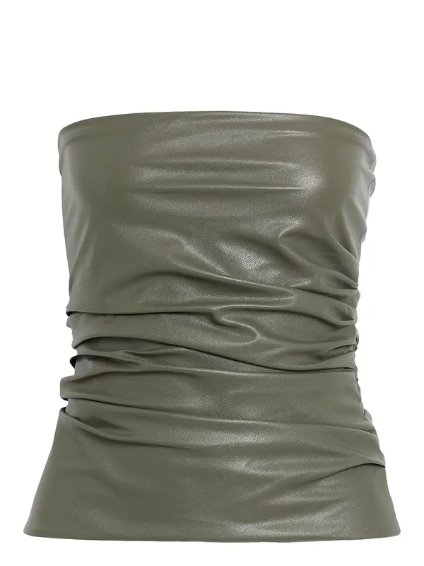 Helmut Lang Strapless Ruched Top - Army Green