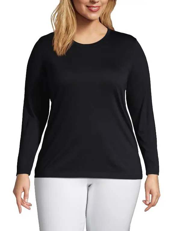 LANDS' END Supima Cotton Long Sleeve Crewneck T-shirt - Black
