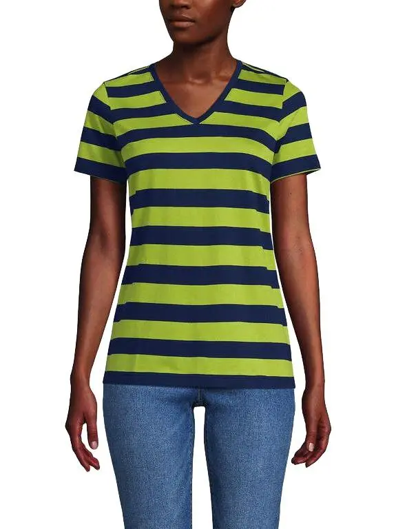 LANDS' END Relaxed Supima Cotton T-shirt - Navy/winter Pear Bold Stripe