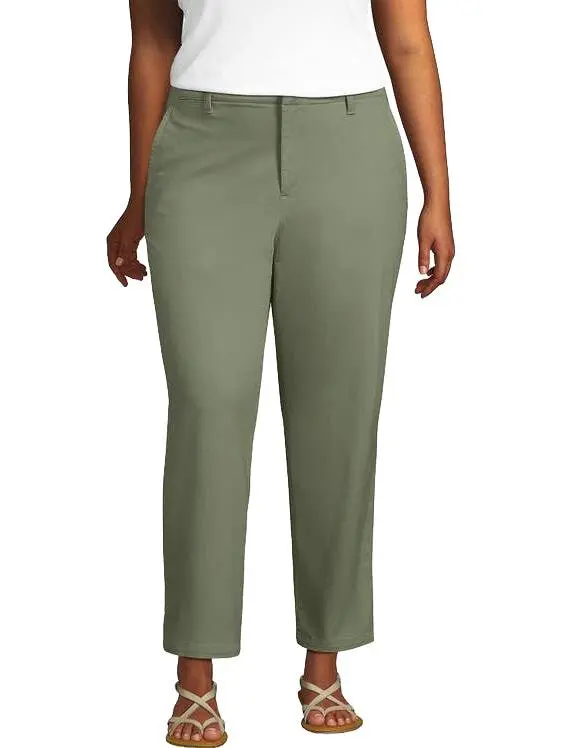 LANDS' END Mid Rise Classic Straight Leg Ankle Chinos - Sage