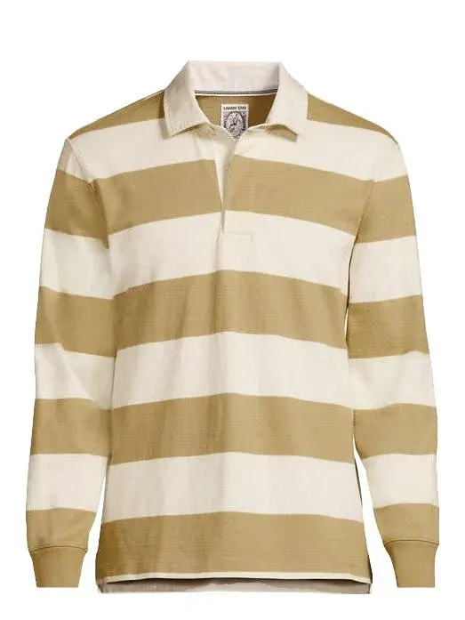 LANDS' END Long Sleeve Rugby Shirt - Golden Maple Stripe