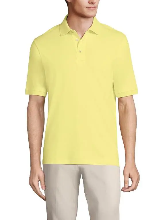 LANDS' END Short Sleeve Cotton Supima Polo Shirt - Faint Lemon