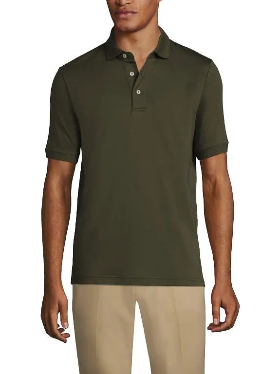 LANDS' END Short Sleeve Cotton Supima Polo Shirt - Forest Moss