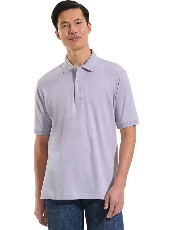 LANDS' END Short Sleeve Cotton Supima Polo Shirt - French Purple Heather