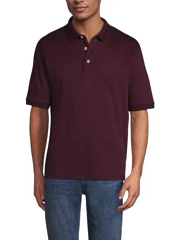 LANDS' END Short Sleeve Cotton Supima Polo Shirt - Lush Burgundy