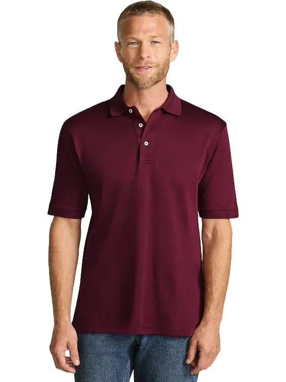 LANDS' END Short Sleeve Cotton Supima Polo Shirt - Rich Burgundy