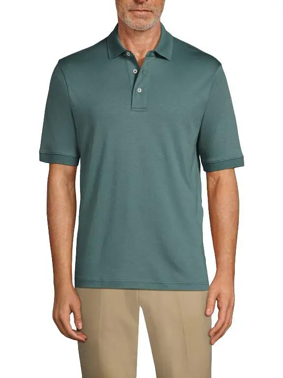LANDS' END Short Sleeve Cotton Supima Polo Shirt - Tourmaline