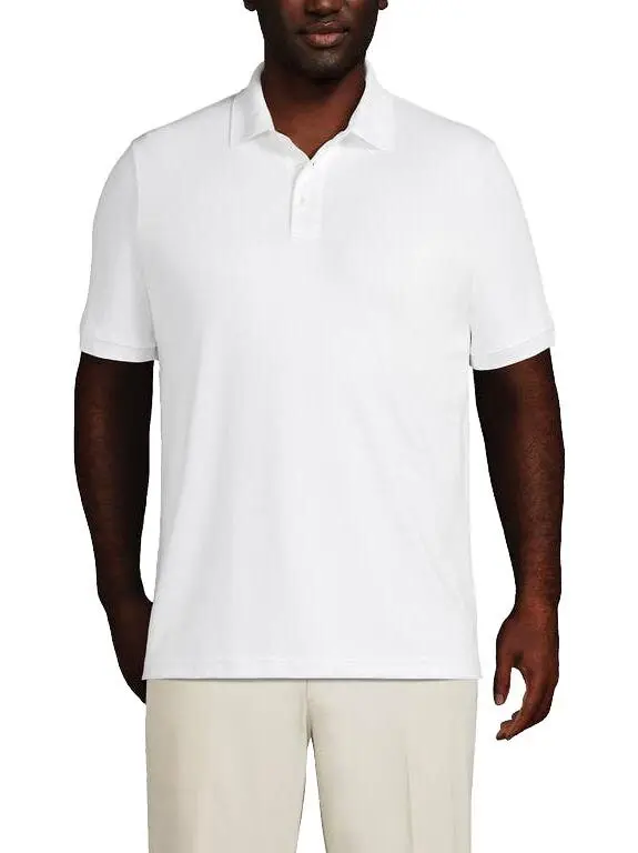 LANDS' END Short Sleeve Cotton Supima Polo Shirt - White