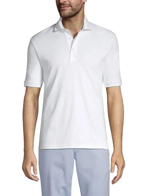 LANDS' END Short Sleeve Cotton Supima Polo Shirt - White