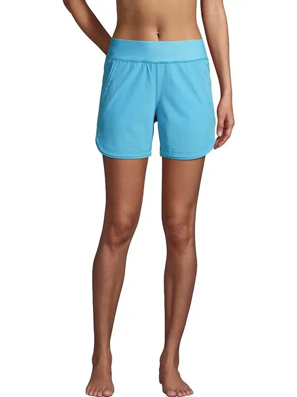 LANDS' END 5" Quick Dry Board Shorts With Panty - Turquoise