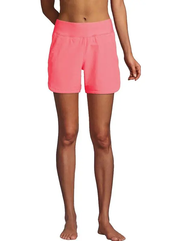 LANDS' END 5" Quick Dry Board Shorts With Panty - Wood Lily