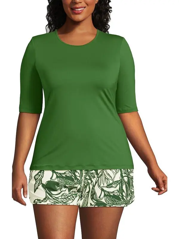 LANDS' END Upf 50 Elbow Sleeve Rash Guard - Fusion Greens