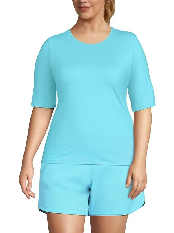 LANDS' END Upf 50 Elbow Sleeve Swim Tee - River Mist
