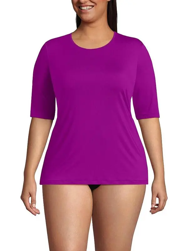 LANDS' END Upf 50 Elbow Sleeve Swim Tee - Violet Rose