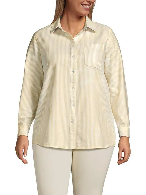 LANDS' END Oxford Shirt - Goldenrod Pinstripe