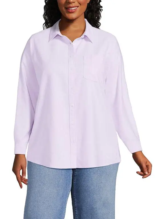 LANDS' END Oxford Shirt - Pale Whisper Lilac