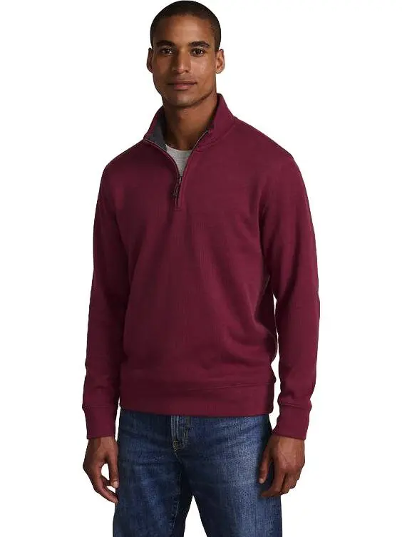 LANDS' END Bedford Rib Quarter Zip Pullover Sweater - Burgundy Spritz