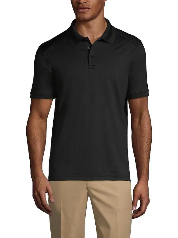 LANDS' END School Uniform Young Short Sleeve Rapid Dry Polo Shirt - Black