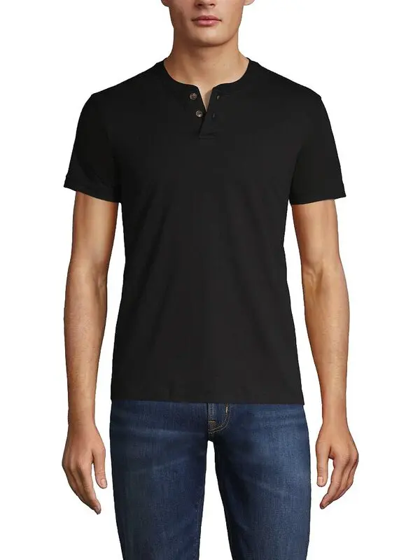 LANDS' END Short Sleeve Super-t Henley - Black