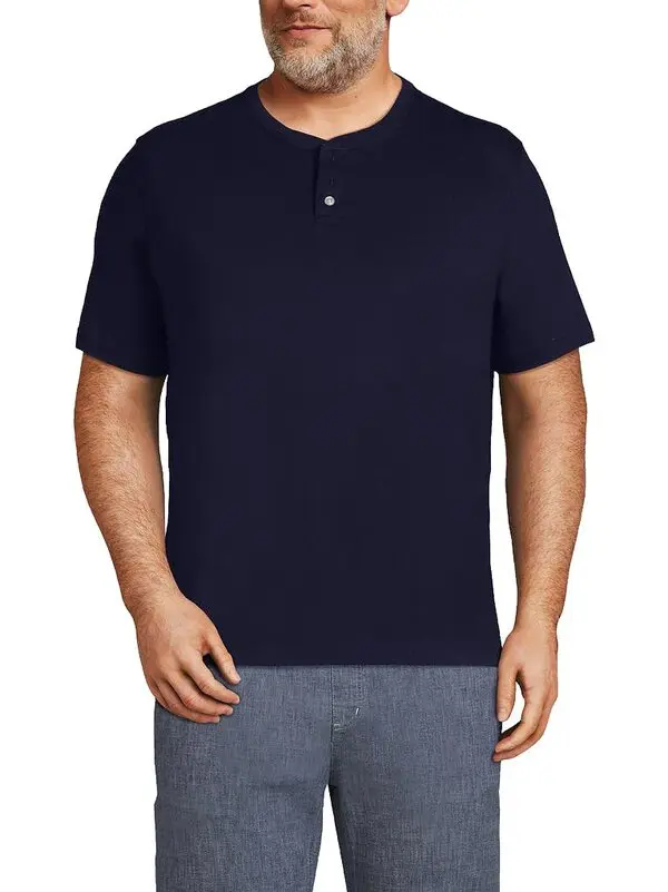 LANDS' END Short Sleeve Super-t Henley - Radiant Navy