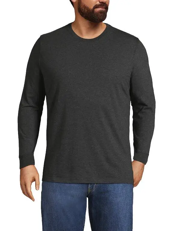 LANDS' END Super-t Long Sleeve T-shirt - Dark Charcoal Heather