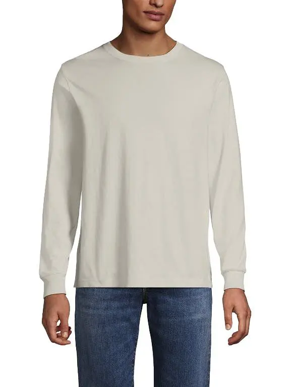 LANDS' END Super-t Long Sleeve T-shirt - Light Stone