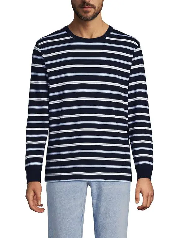LANDS' END Super-t Long Sleeve T-shirt - Radiant Navy/blue Stripe