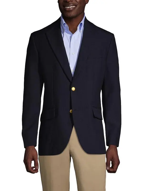 LANDS' END School Uniform Hopsack Blazer - Deep Navy