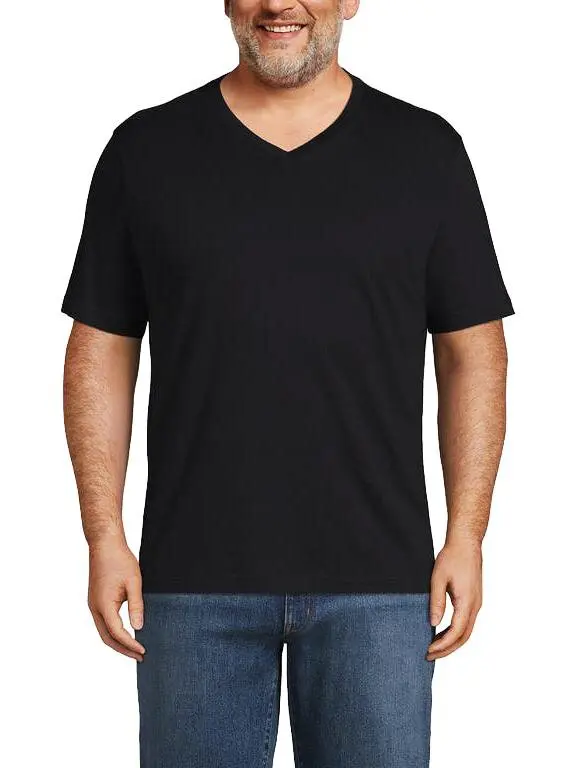 LANDS' END Super-t Short Sleeve V-neck T-shirt - Black