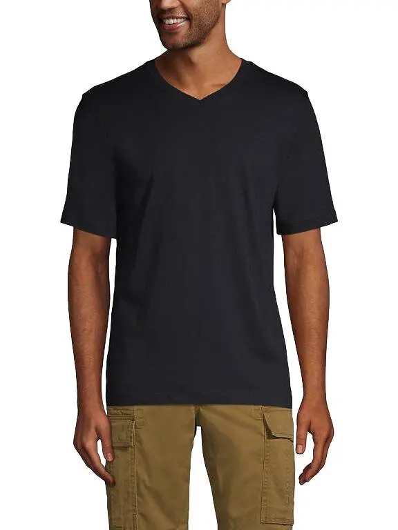 LANDS' END Super-t Short Sleeve V-neck T-shirt - Black