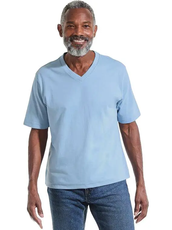 LANDS' END Super-t Short Sleeve V-neck T-shirt - Oasis Blue