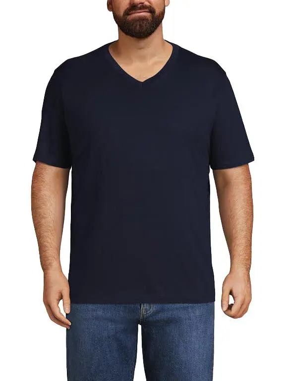 LANDS' END Super-t Short Sleeve V-neck T-shirt - Radiant Navy