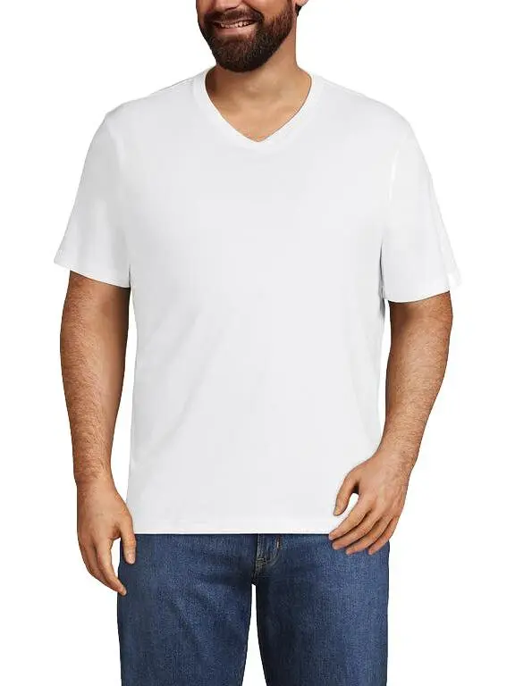 LANDS' END Super-t Short Sleeve V-neck T-shirt - White