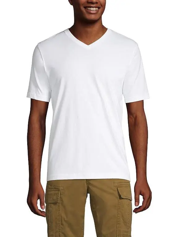 LANDS' END Super-t Short Sleeve V-neck T-shirt - White