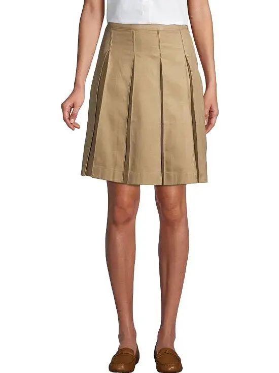 LANDS' END Box Pleat Skirt - Khaki