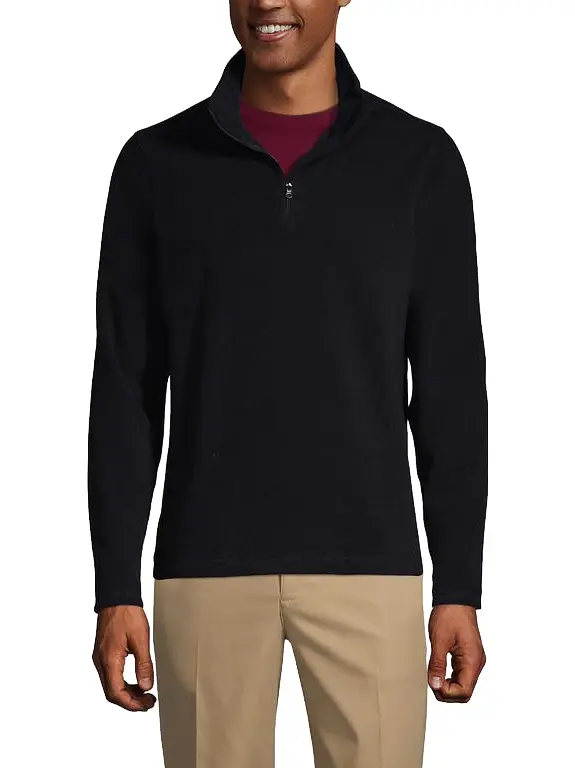 LANDS' END Lightweight Quarter Zip Fleece Pullover - Black