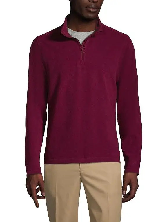 LANDS' END Lightweight Quarter Zip Fleece Pullover - Burgundy