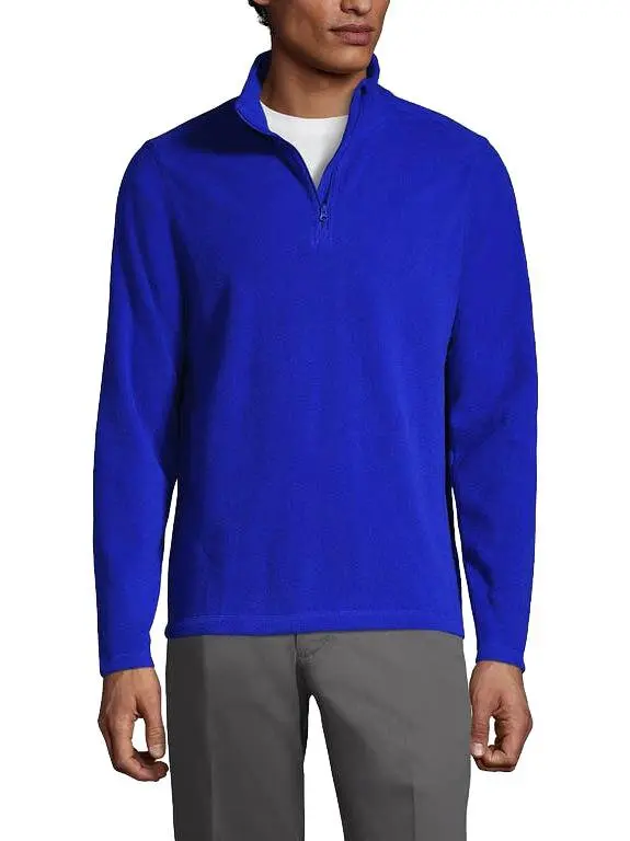 LANDS' END Lightweight Quarter Zip Fleece Pullover - Cobalt