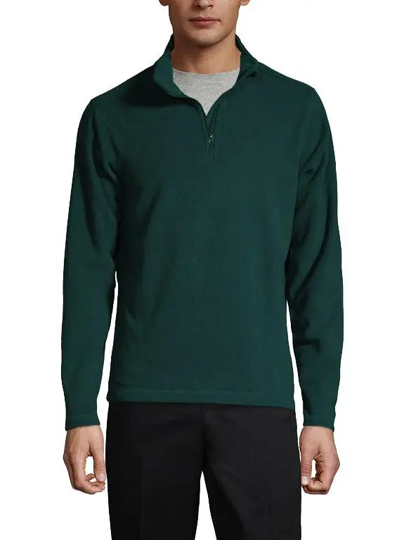 LANDS' END Lightweight Quarter Zip Fleece Pullover - Evergreen