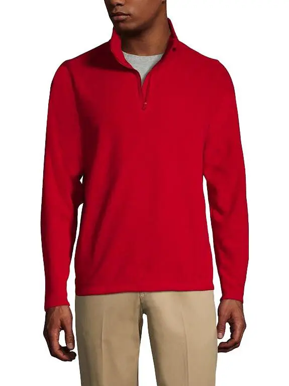 LANDS' END Lightweight Quarter Zip Fleece Pullover - Red