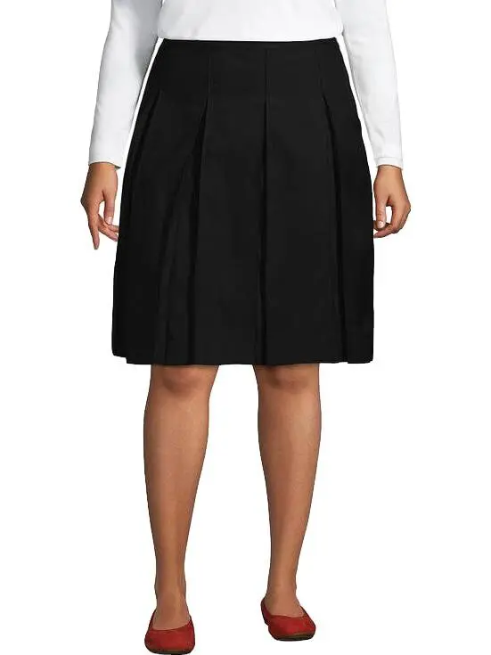 LANDS' END Pleated Knee Length Skirt - Black