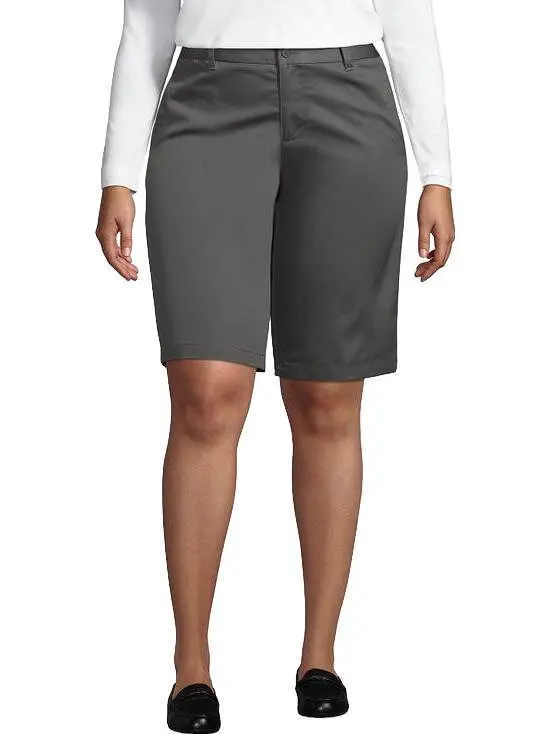 LANDS' END Plain Front Blend Chino Shorts - Arctic Gray