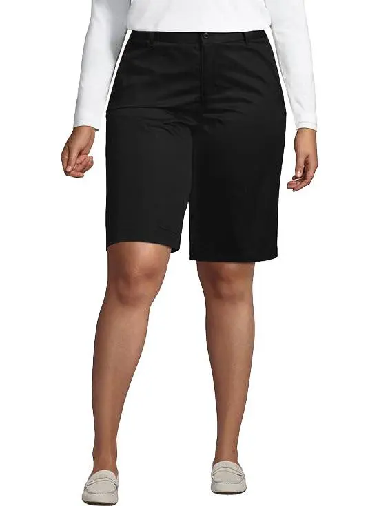 LANDS' END Plain Front Blend Chino Shorts - Black