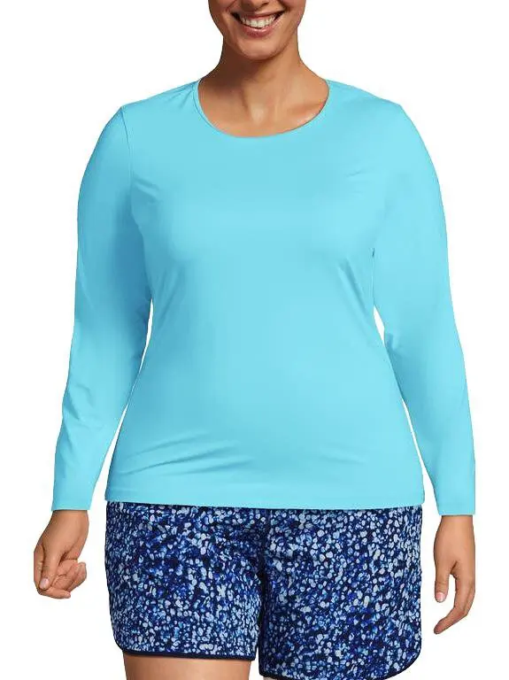 LANDS' END Long Sleeve Upf 50 Rash Guard - River Mist