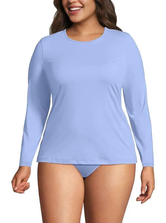 LANDS' END Crew Neck Long Sleeve Upf 50 Swim Tee - Soft Cloud Blue