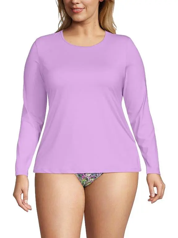 LANDS' END Long Sleeve Upf 50 Rash Guard Swim Tee - Wild Lilac
