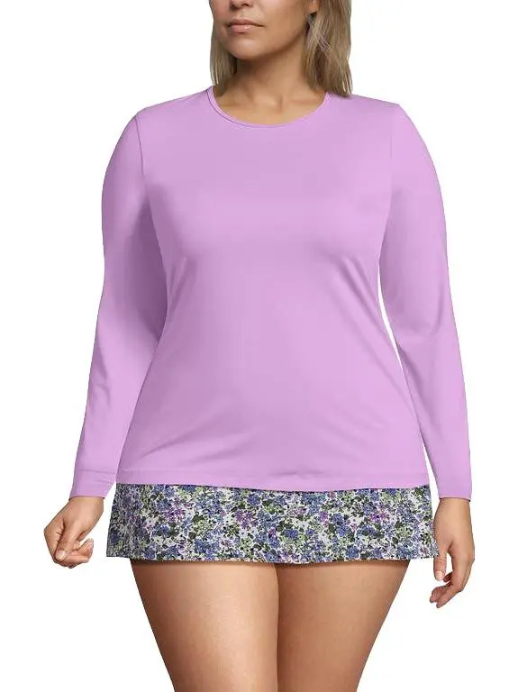 LANDS' END Long Sleeve Upf 50 Rash Guard Swim Tee - Wild Lilacs