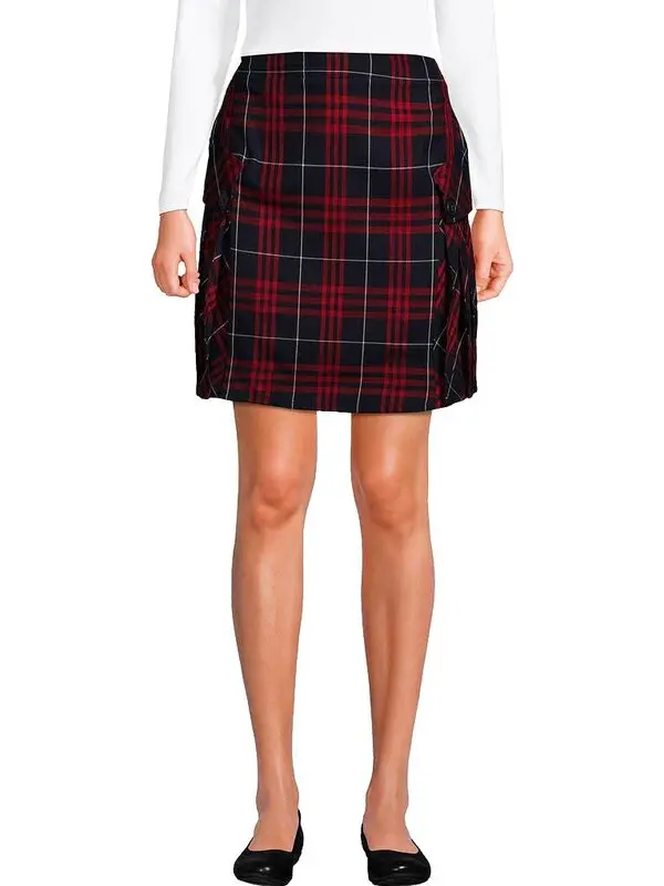LANDS' END Plaid Skort Above The Knee - Classic Navy Large Plaid